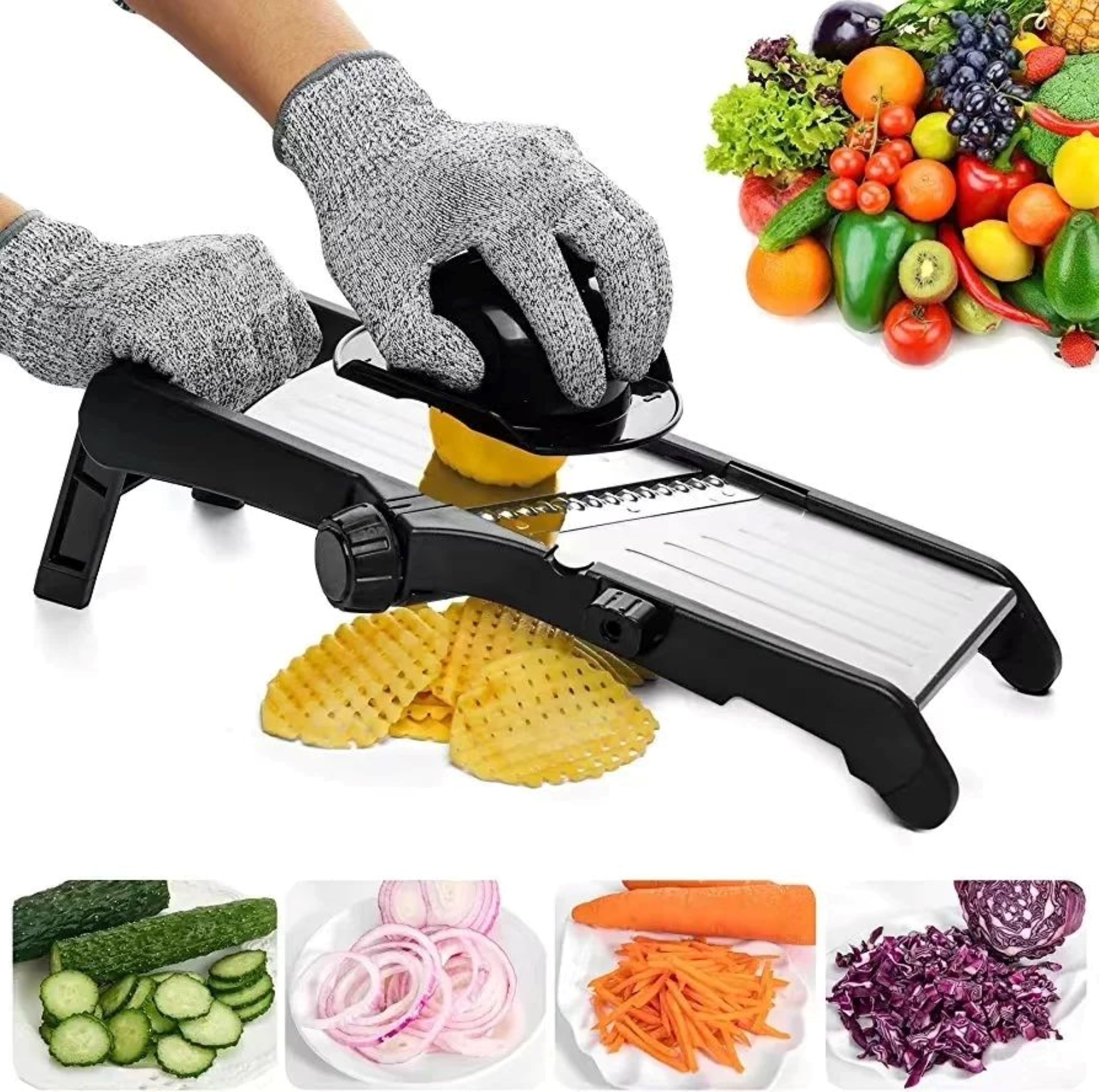 Adjustable Mandolin Food Slicer, Multifunction Stainless Steel ...