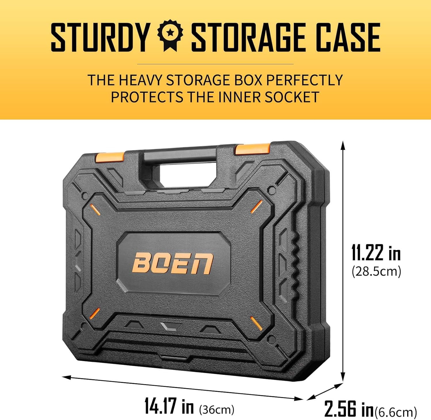 BOEN 3/8" Drive Impact Socket Set, 57-Piece Standard SAE (5/16 to 3/4 ...