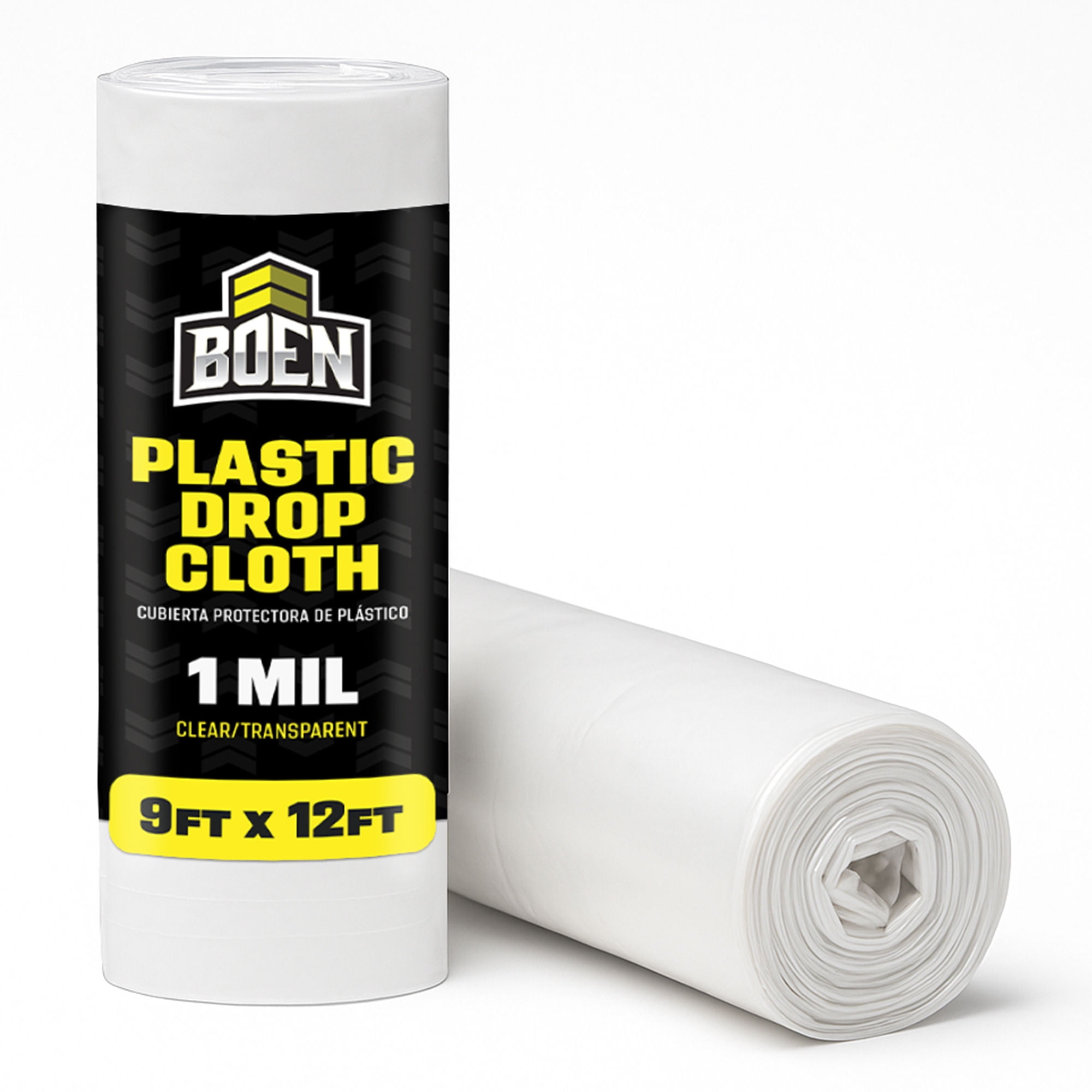 BOEN 9 ft x 12 ft Plastic Drop Cloth, 1 Mil Thick, Waterproof ...