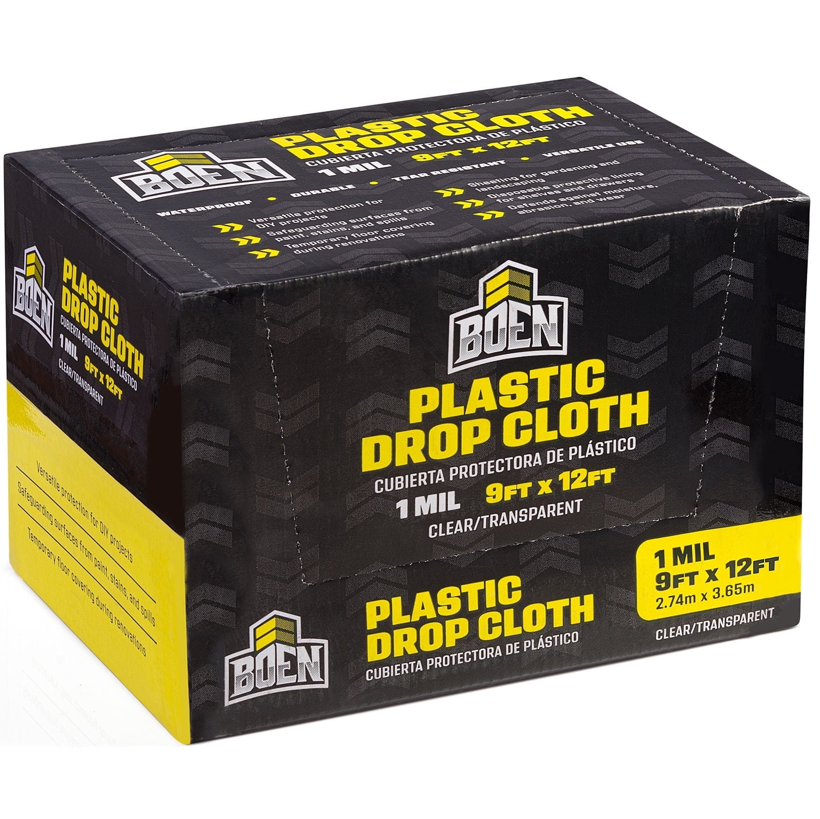 BOEN 9x12 Plastic Drop Cloth – 24-Pack 1 Mil Painters Plastic Sheeting ...