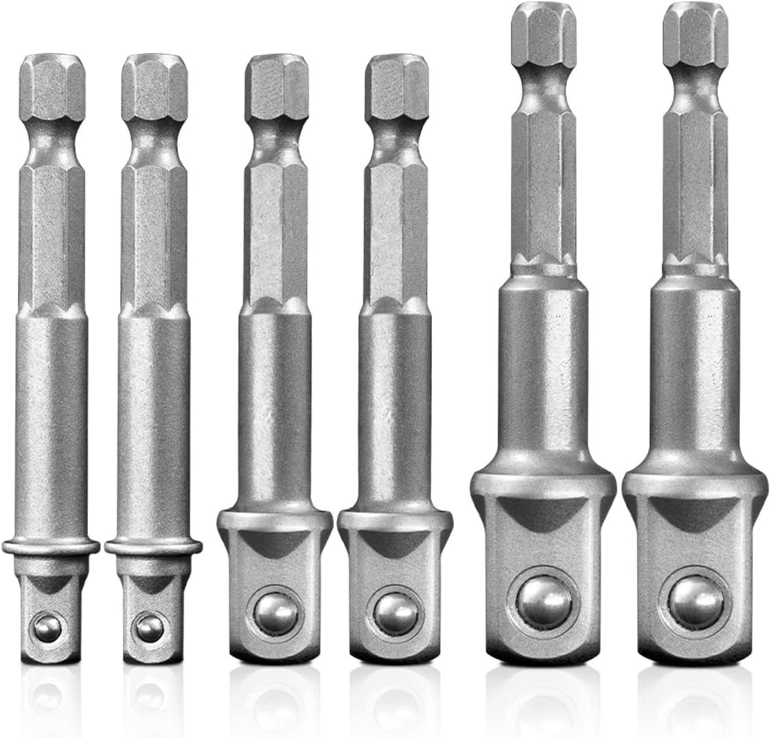 BOEN Impact Grade Socket Adapter Set, 6-PCS Drill Bit Adapter with Bit ...