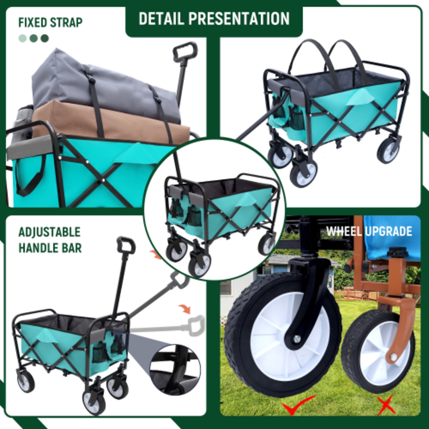 BOFANG Foldable Wagon Cart - 225lbs Capacity Beach Utility Cart For ...