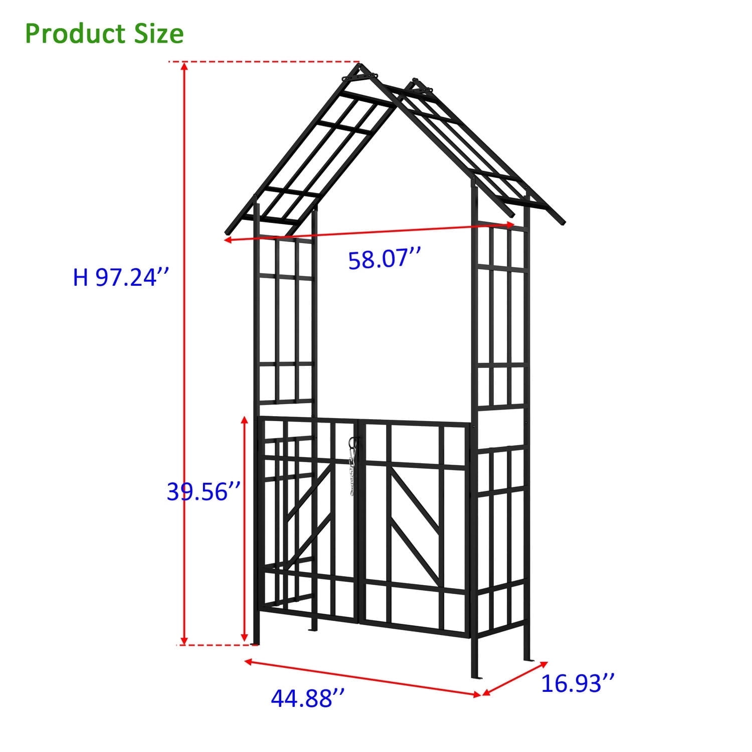 BOFANG Galvanized Metal Arch with Gate For Climbing Roses, Outdoor ...