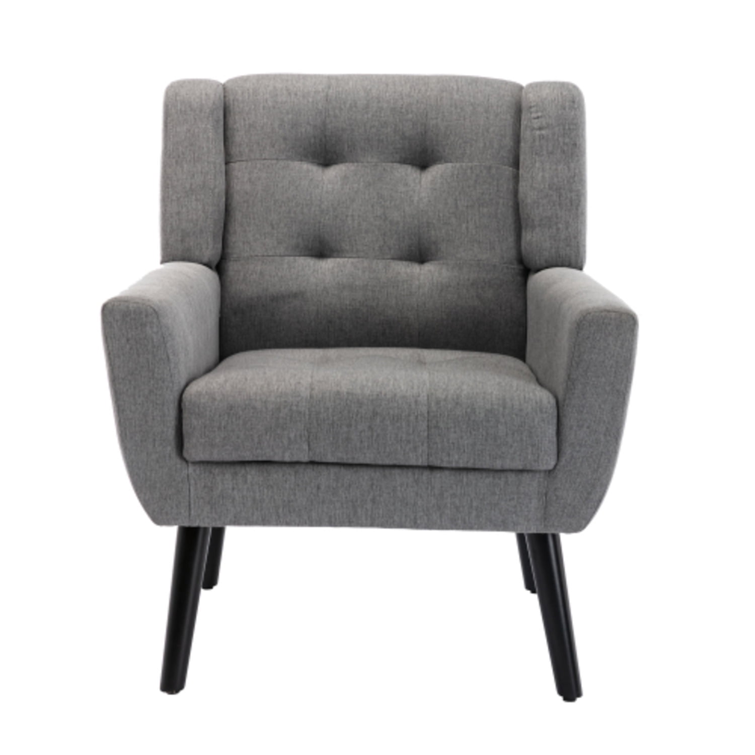 BOFANG Modern Linen Accent Chair, Ergonomic Soft Armchair with Black ...
