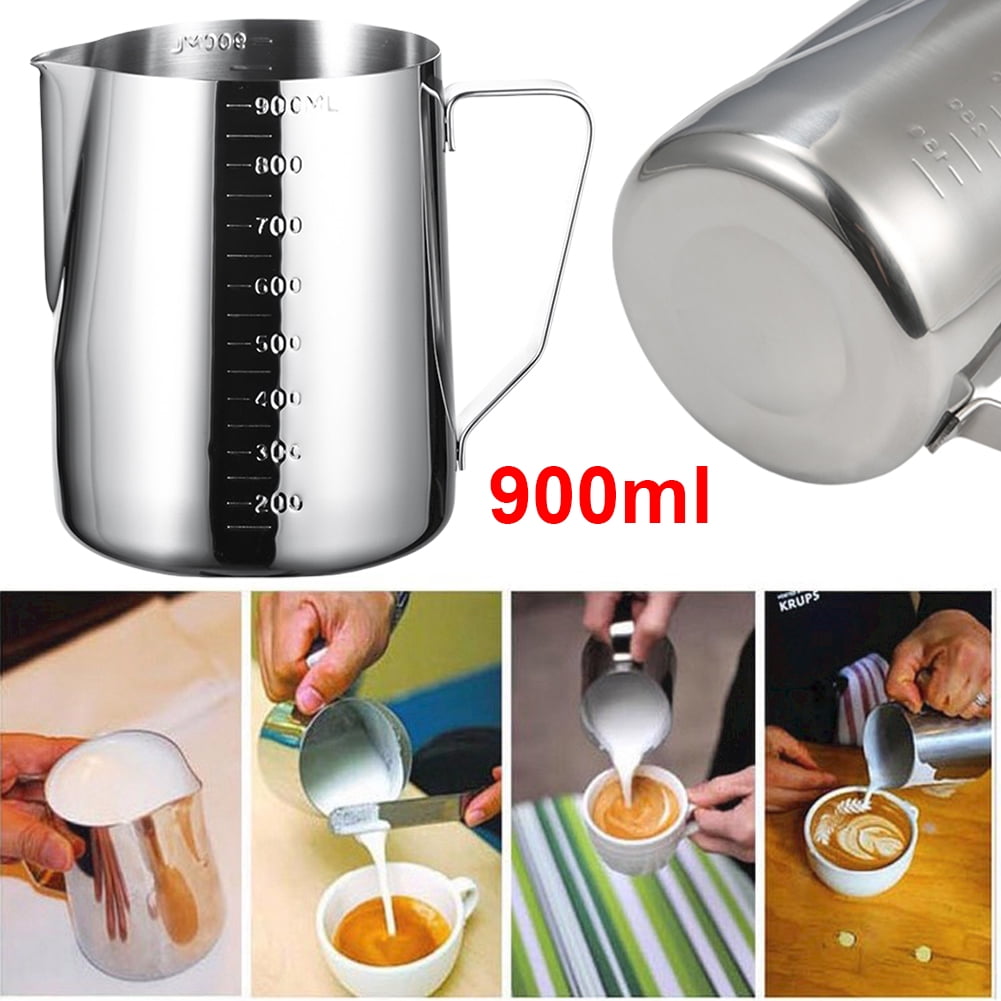 BOFEER 350/600/900ml Coffee Milk Frothing Pitcher Jug Stainless Steel Cappuccino Cream Frothing ...