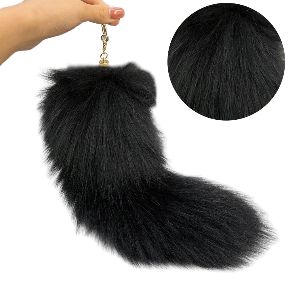 BOFEER Huge Fluffy Faux Fur Fox Tail Keychain Therian Tail Fox Tail ...