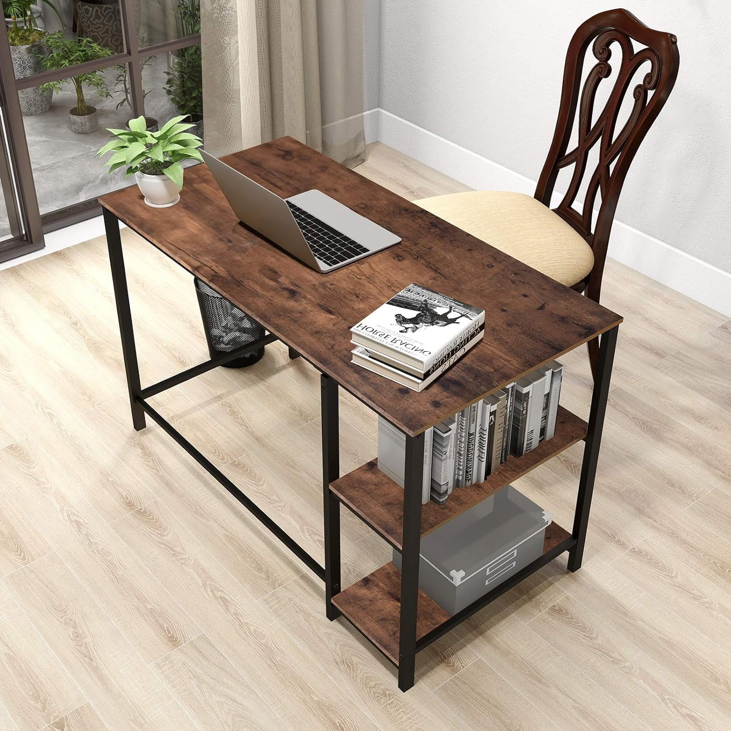 BOFENG Computer Desk Rustic Writing Desk,Home Office Table with Solid ...