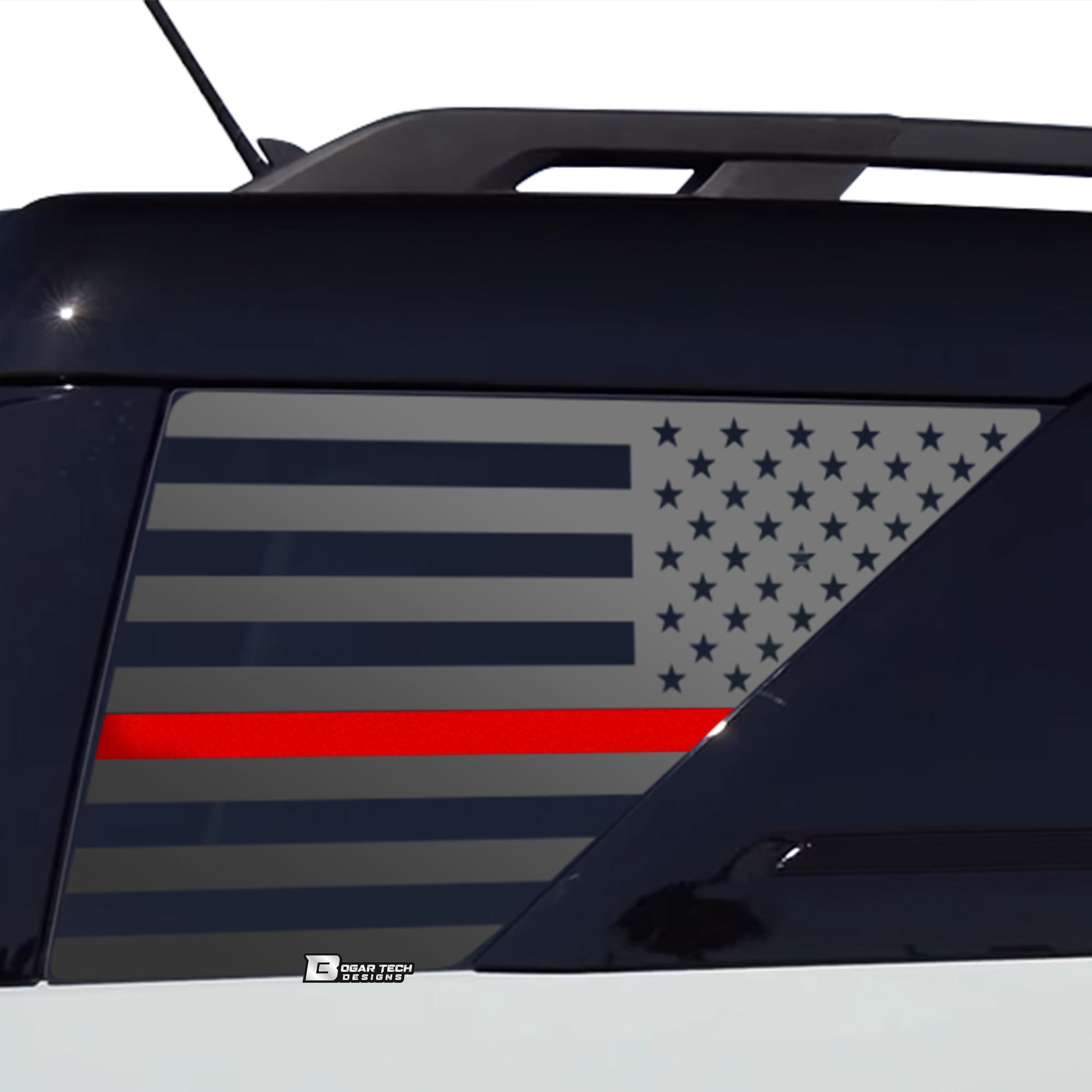 BOGAR TECH DESIGNS Precut American Flag Rear Side Quarter Window Decal ...