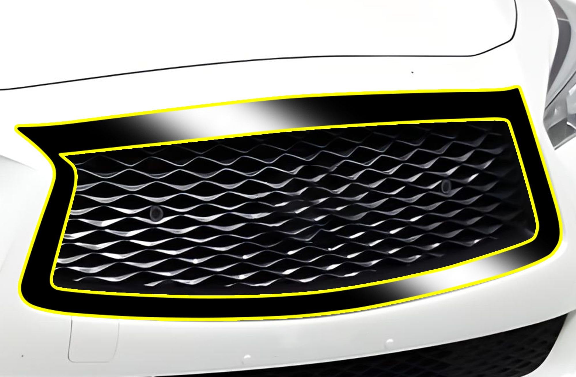 BOGAR TECH DESIGNS Precut for Infiniti Q50 2018-2024 Front Chrome Delete Overlay, Gloss Black ...