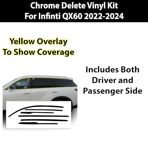 BOGAR TECH DESIGNS Side Window Chrome Delete Overlay Compatible with Infiniti QX60 2022-2024 ...