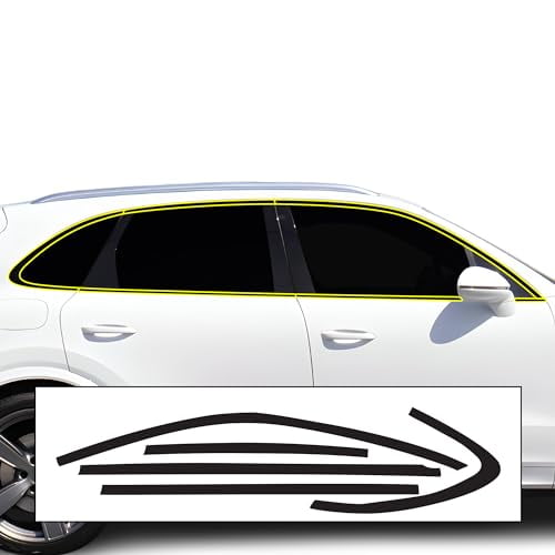 BOGAR TECH DESIGNS Side Window Trim Chrome Delete Overlay Compatible with Porsche Cayenne SUV ...