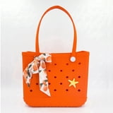 SUMMERVIBES Women's EVA Tote Beach Bag, Orange - Walmart.com