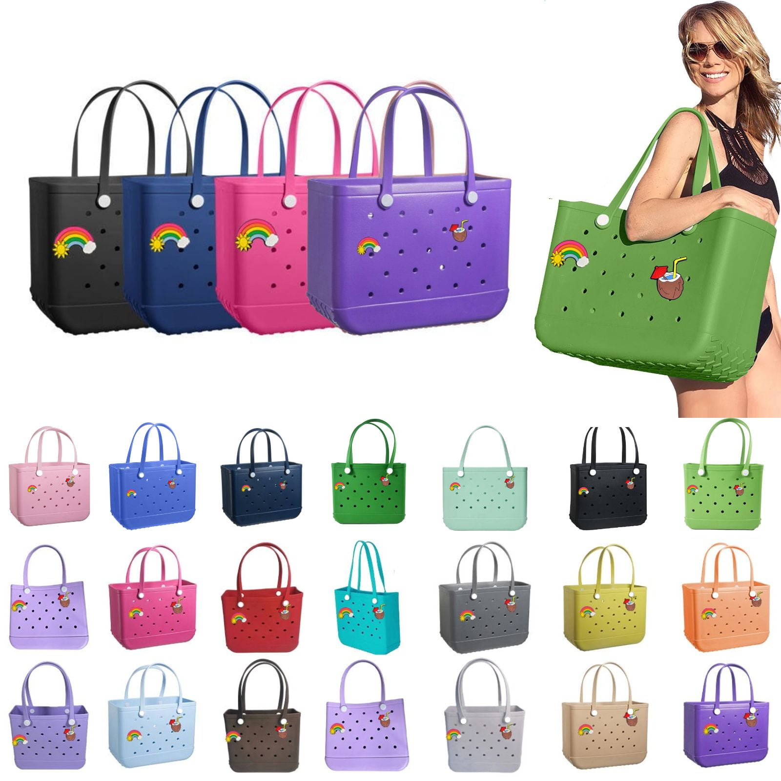 BOGG Waterproof Beach Bag - EVA Material, Spacious & Stylish Handbag Beach Basket Women Picnic ...