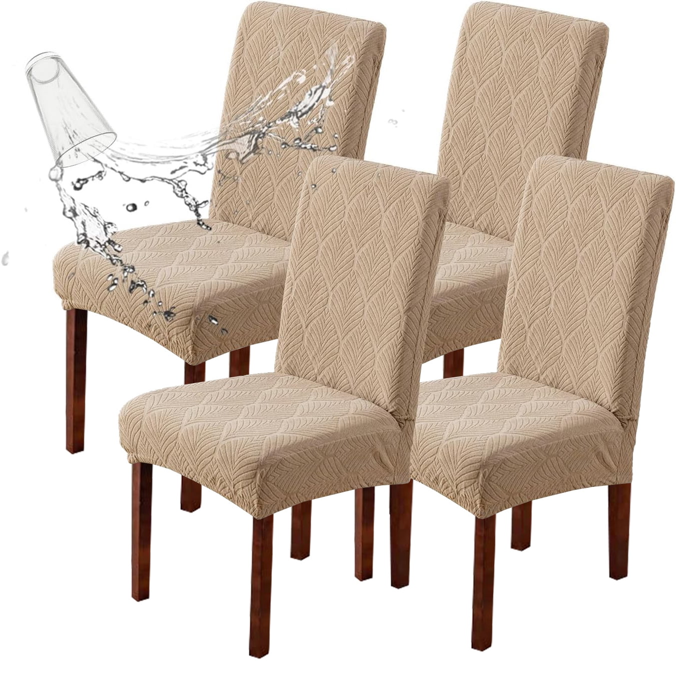 BOGUANG Waterproof dining room chair covers, leaf jacquard chair cover ...