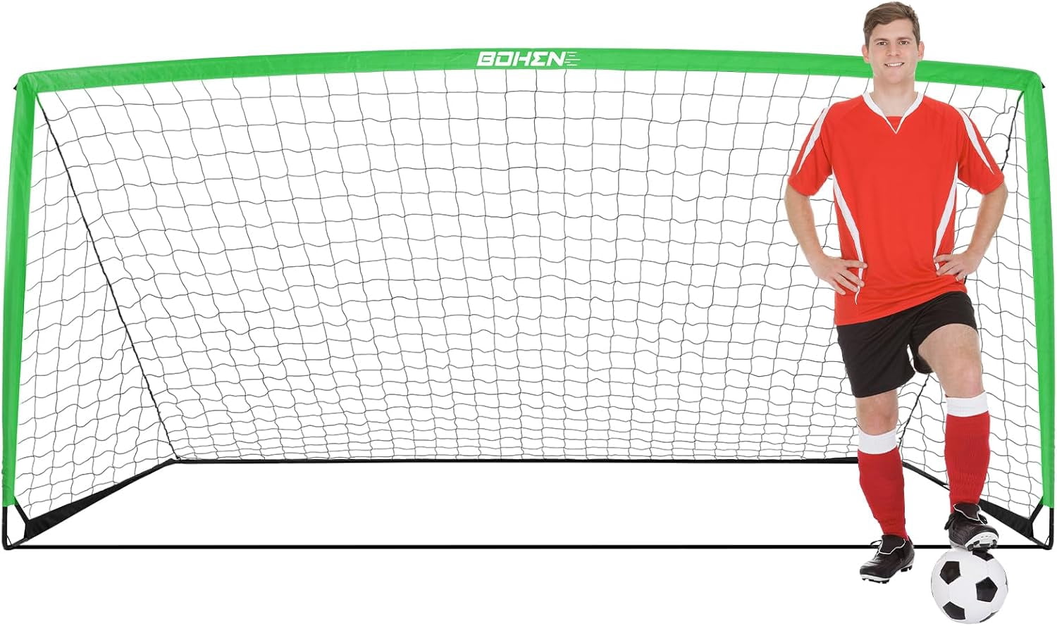 BOHEN 12x6FT/9x5FT/6x4FT Portable Metal Soccer Goal for Backyard with ...