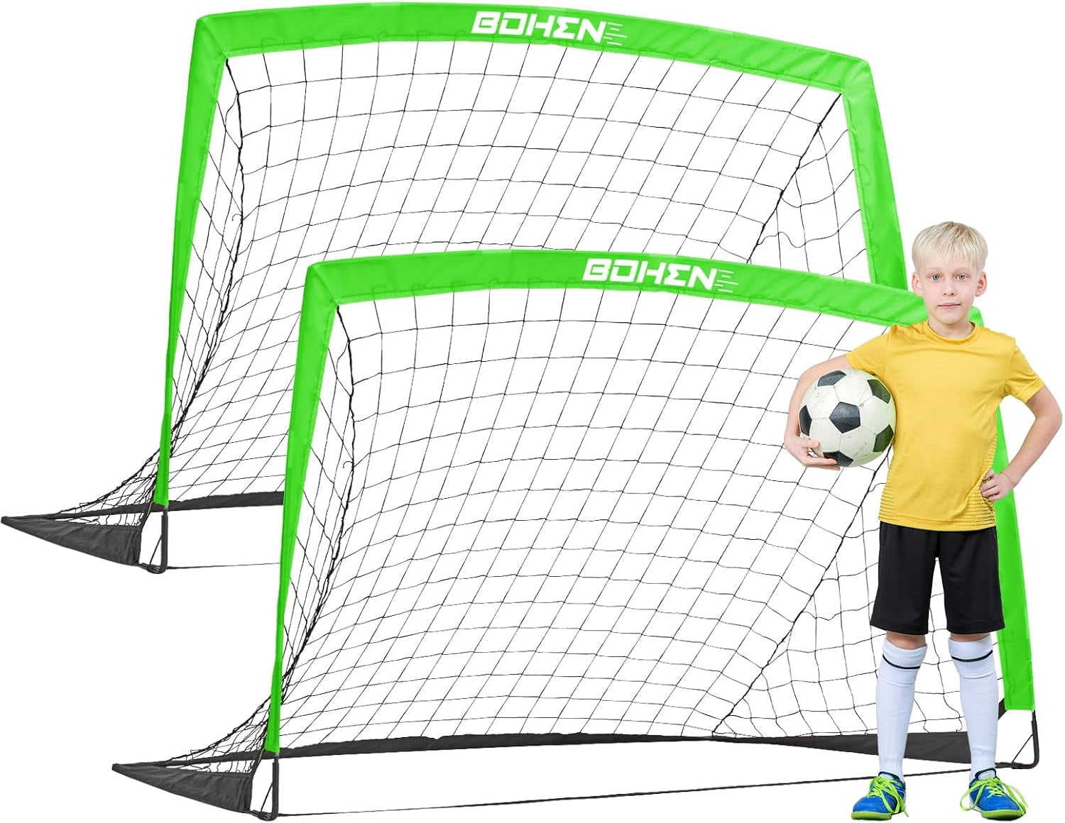 BOHEN 5x3ft Portable Soccer Goal for Kids Backyard with Carry Bag ...