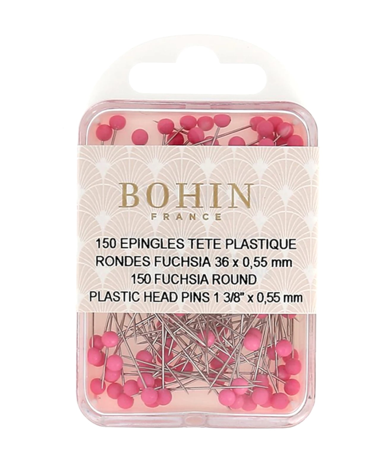 BOHIN 150 Fuchsia Round Plastic Head Sewing Pins 1325 - Walmart.com