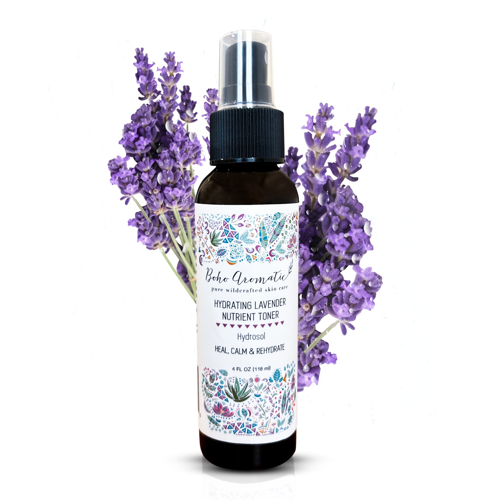 BOHO AROMATIC Hydrating Lavender Nutrient Face Mist Spray, Natural Fresh Hydrosol, Real Lavender ...