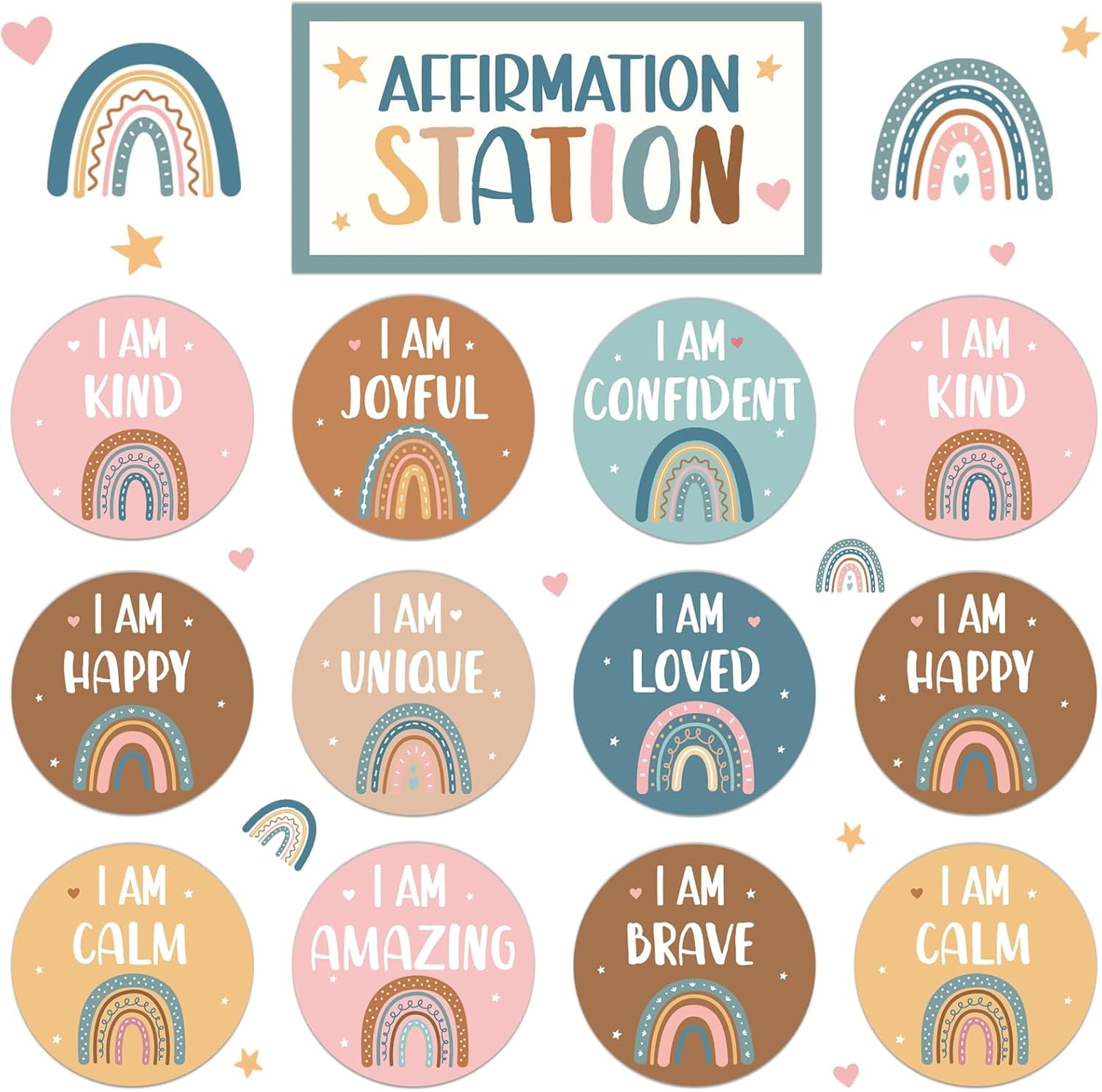 BOHO Affirmation Station Bulletin Board Set Rainbow Positive Bulletin ...