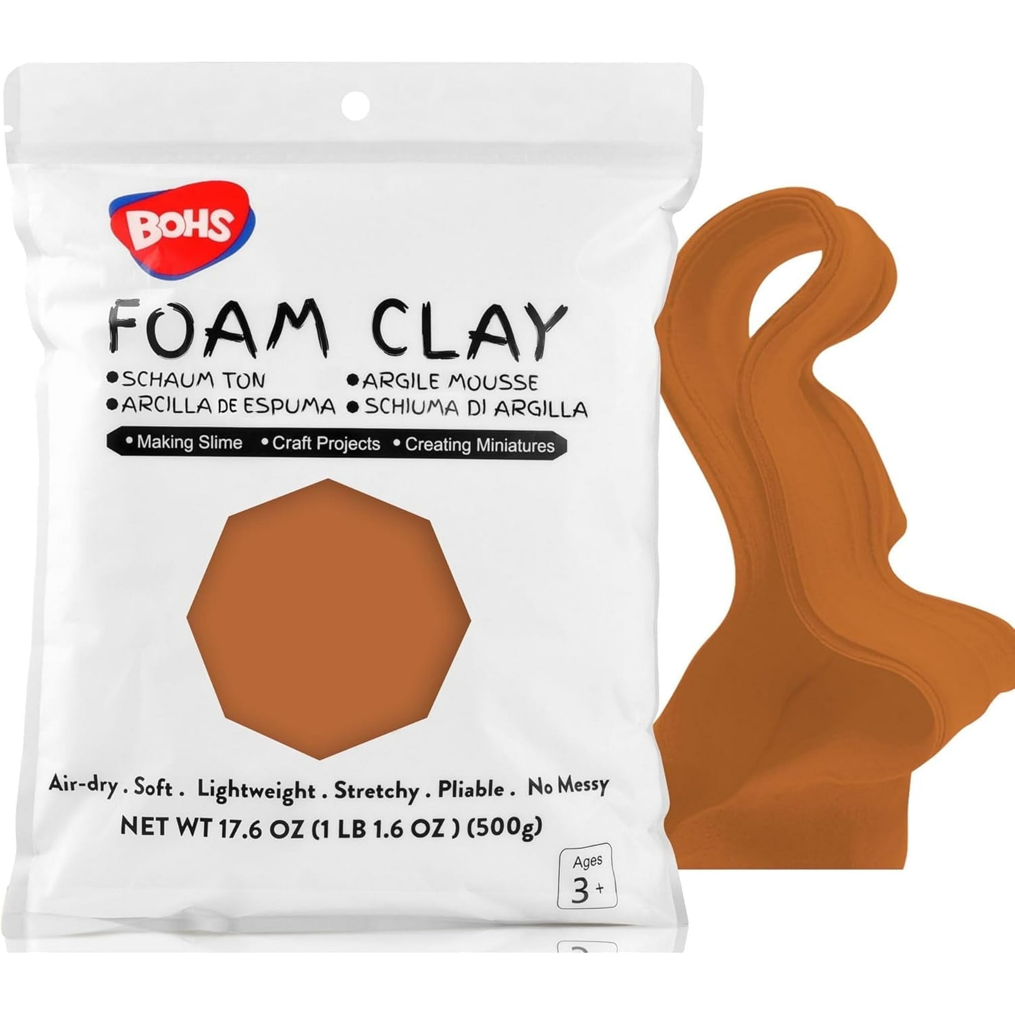BOHS Chocolate Brown Modeling Foam Clay - 500g, No Cracks,No Stains ...