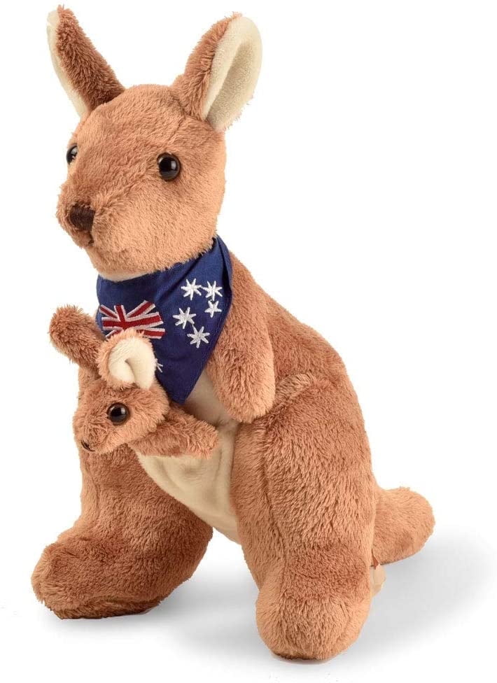 BOHS Plush Kangaroo with Australia Scarf and Removable Joey - Cuddly Soft Stuffed Mom and Baby ...