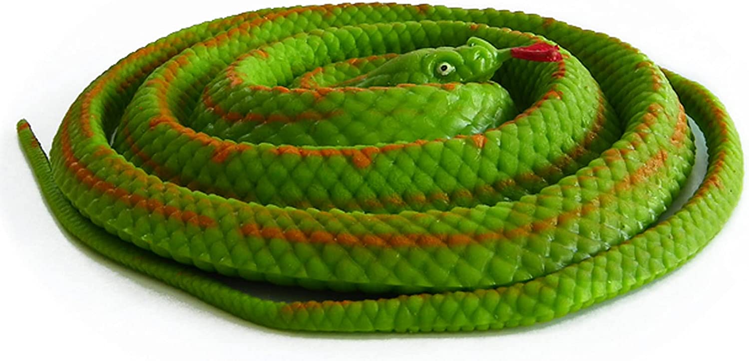 BOHS Stretchy Rubber Green Snake- Soft, Stretchy, and Long - Easy ...