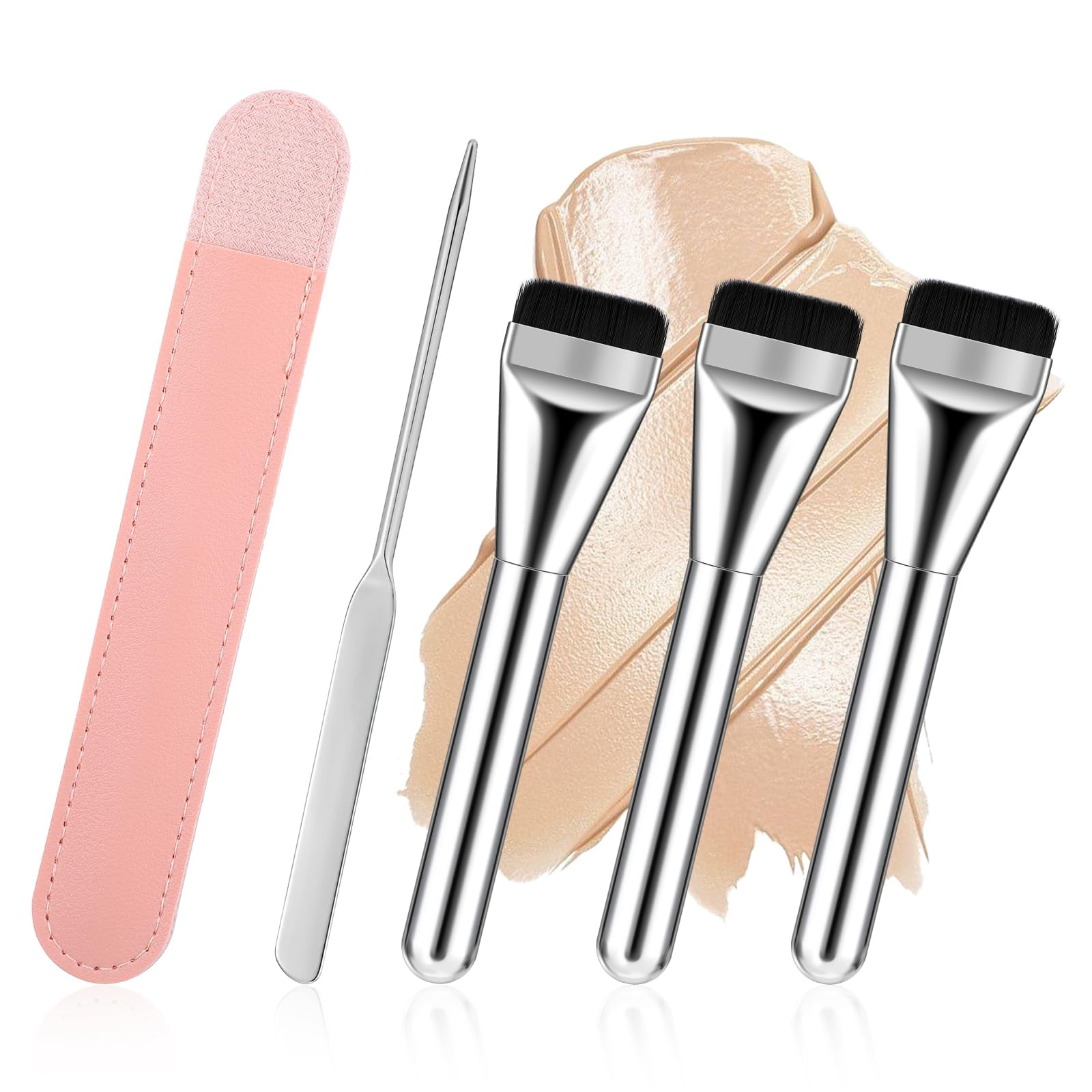 BOHUIZ Makeup Spatula and OIF8 Foundation Brush for Liquid Makeup, Flat ...