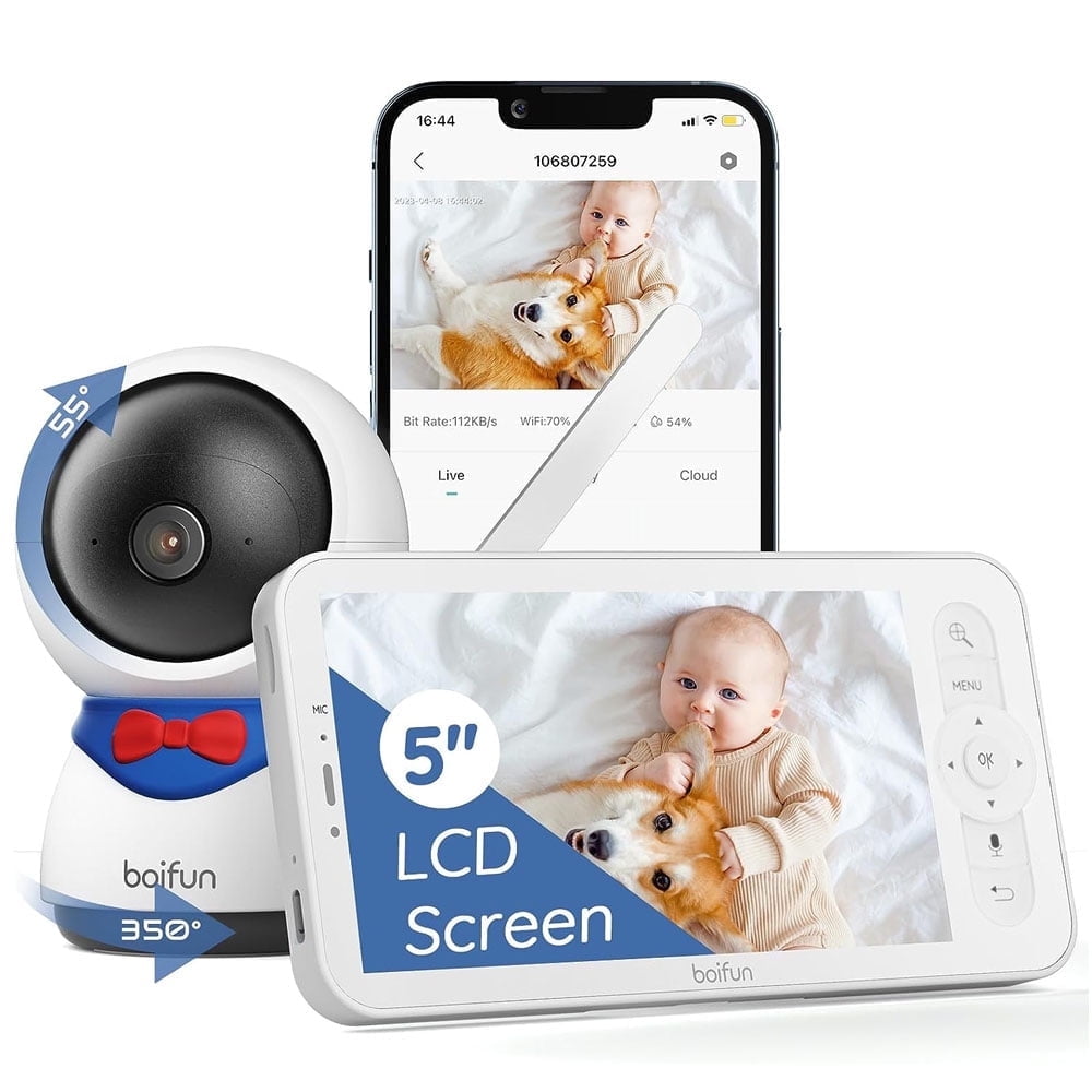 BOIFUN 5'' Smart Video Baby Monitor: 1080P, Night Vision, Remote Pan ...