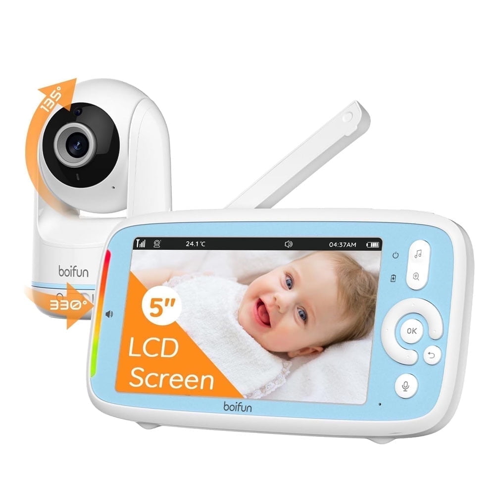 BOIFUN Video Baby Monitor with Camera and Audio,NO WIFI,5 inch IPS ...
