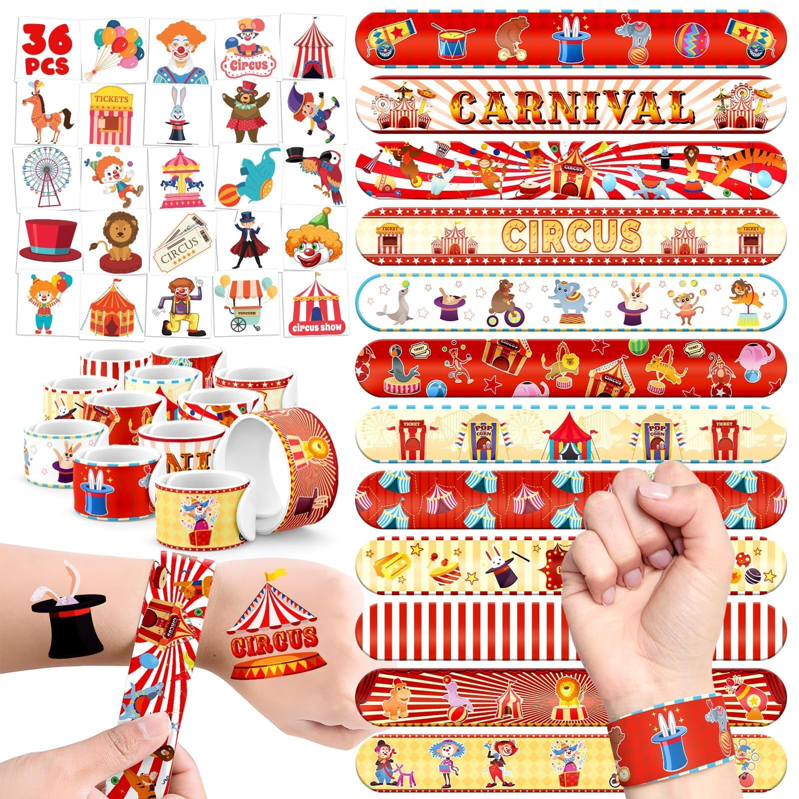 BOIKOKY 60 PCSITSC Carnival Party Favors Set - 36 Temporary Tattoos ...