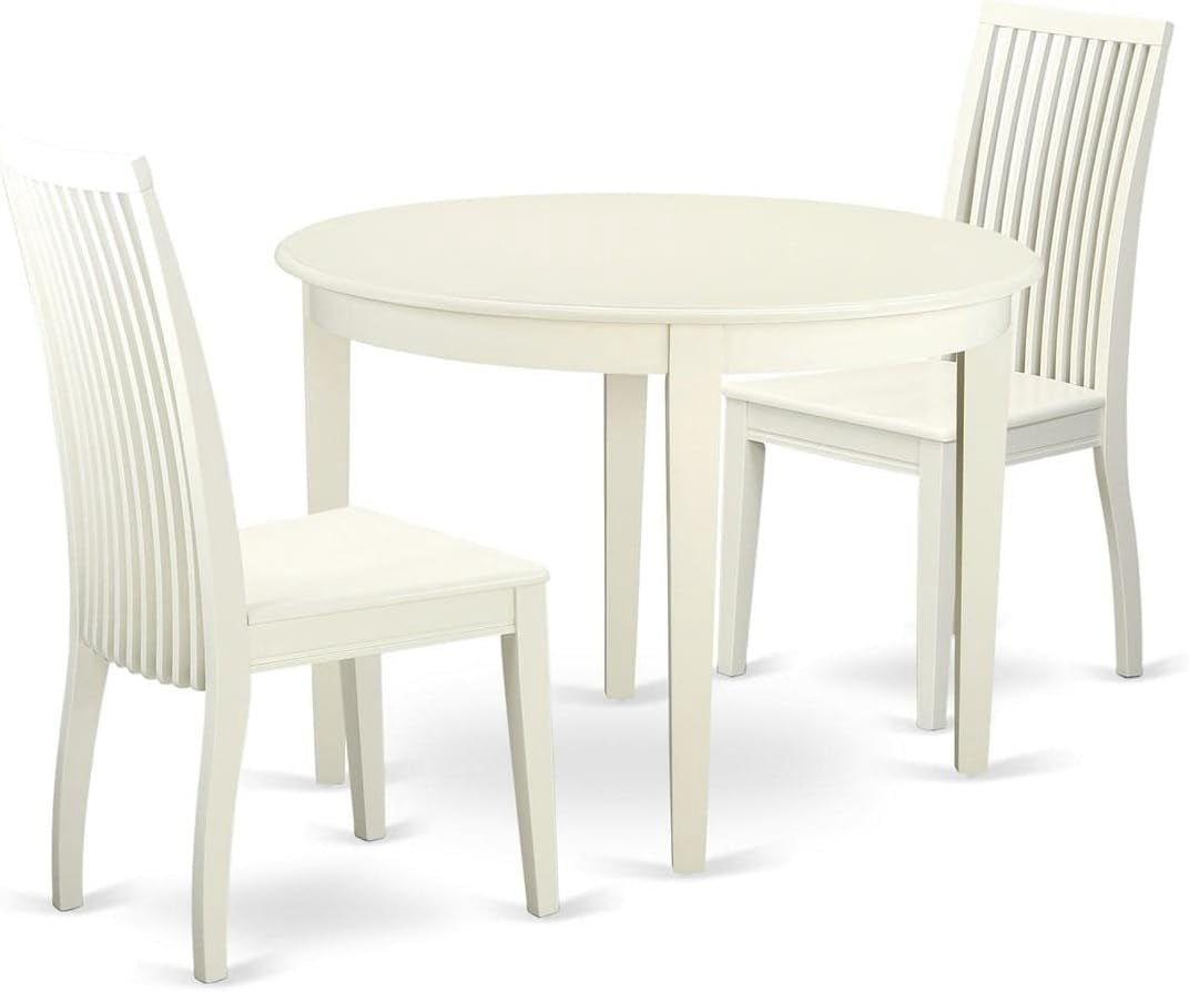 BOIP3-LWH-W 3 Piece Kitchen Table Set for Small Spaces Contains a Round ...