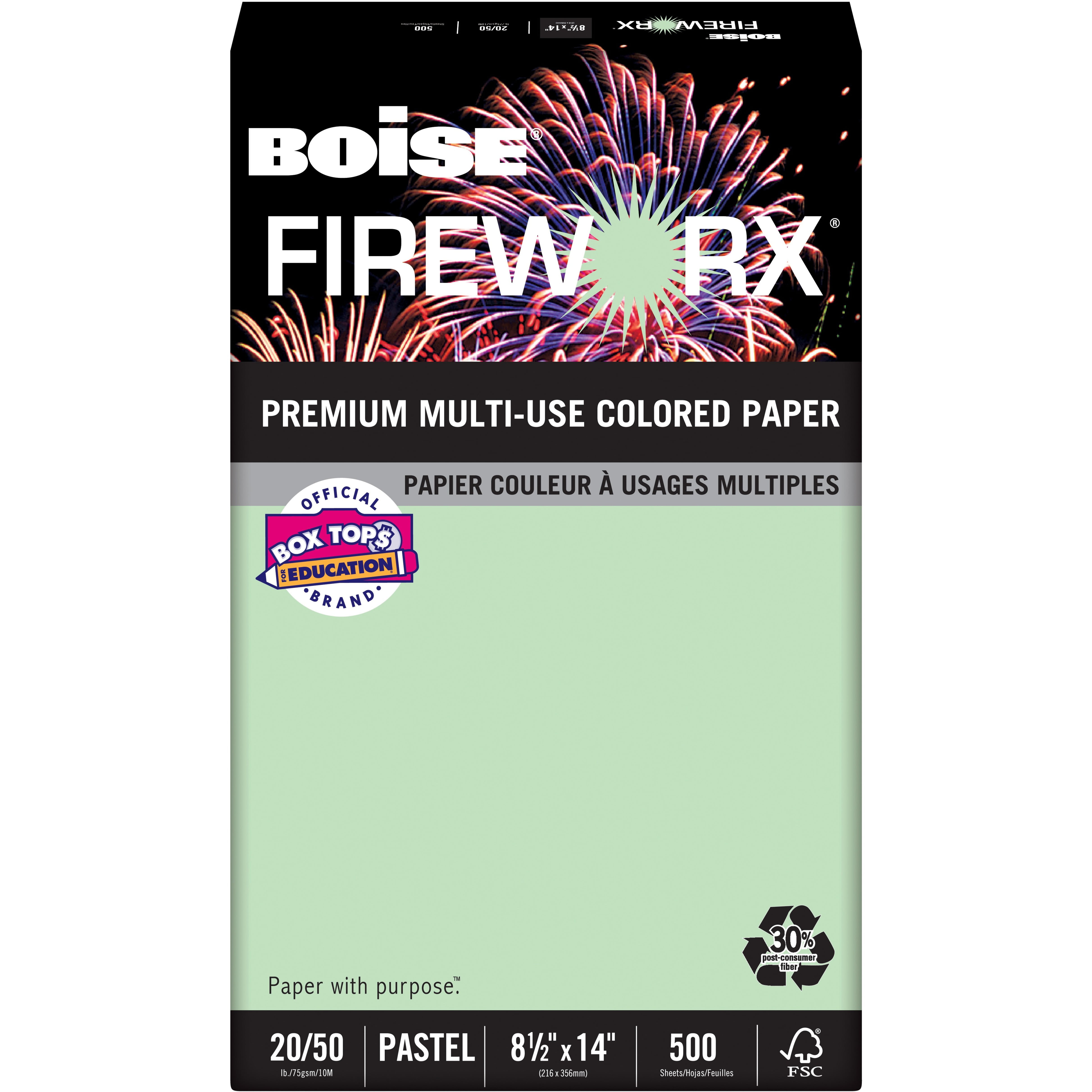 BOISE FIREWORX Premium Multi-Use Colored Paper, 8.5" x 14" Legal ...
