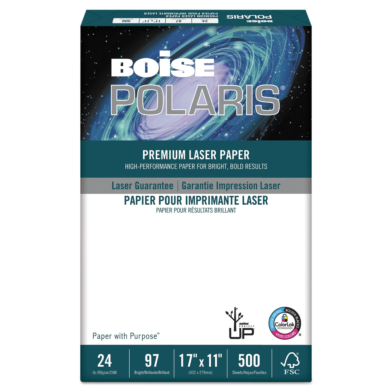 BOISE POLARIS Premium Laser Paper, 11" x 17" Ledger, 98 Bright White ...