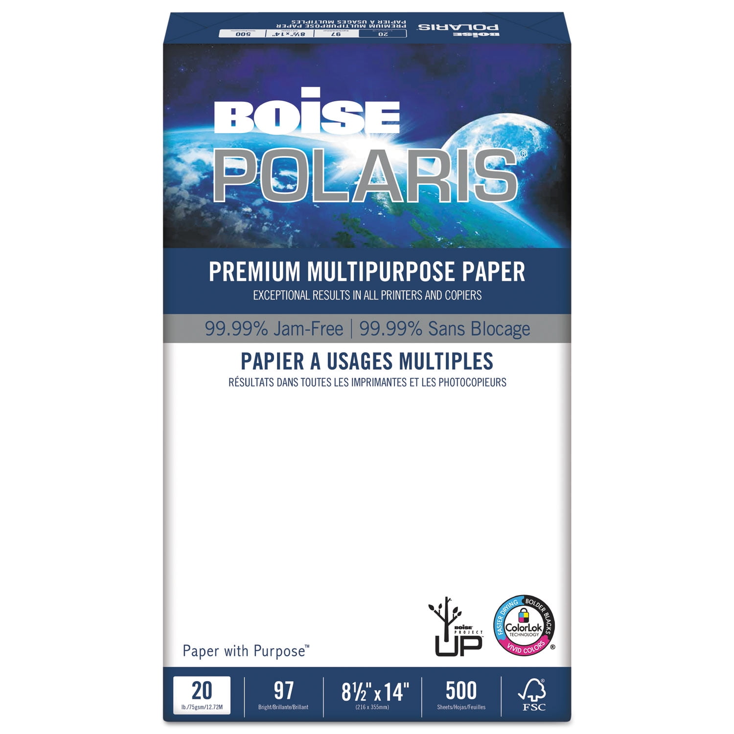 BOISE POLARIS Premium Multipurpose Copy Paper, 8.5" x 14" Legal, 97 ...