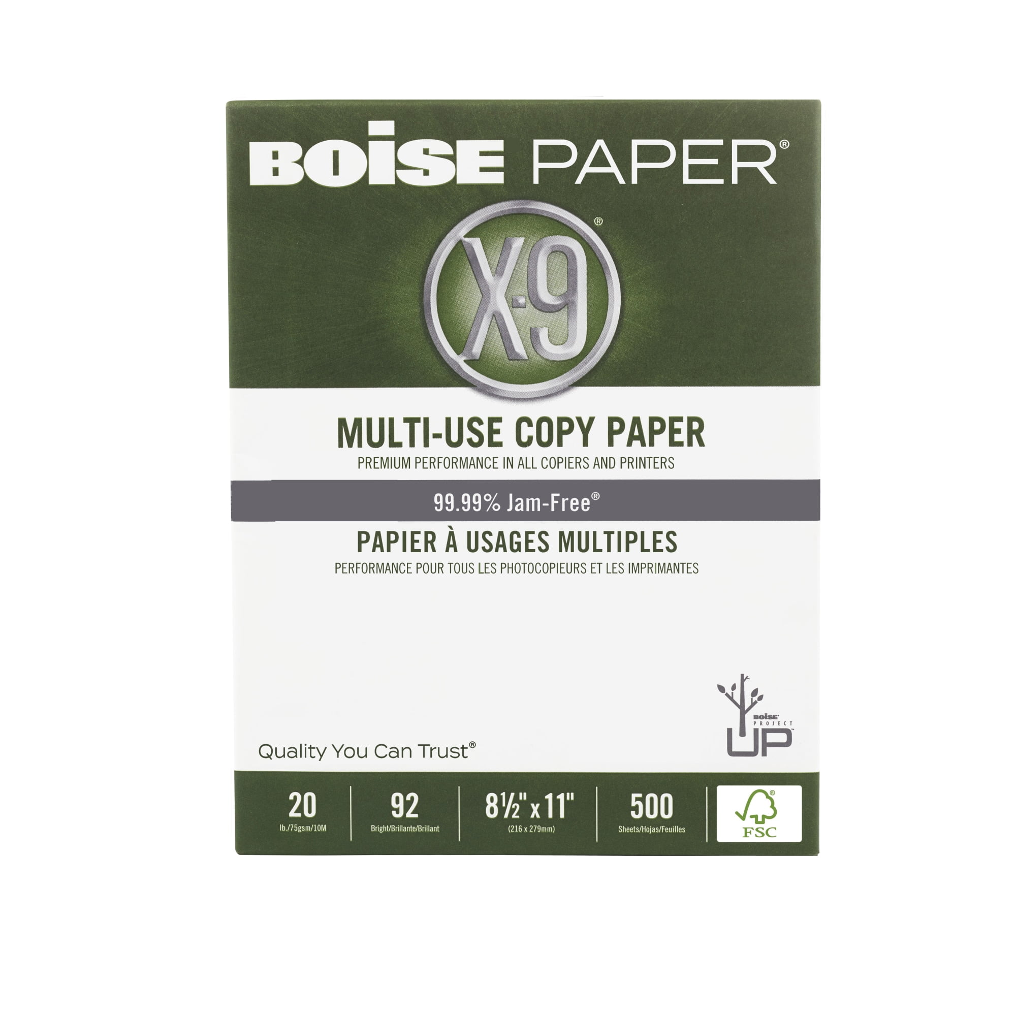 BOISE X-9 Multi-Use Copy Paper, 8.5" x 11" Letter, 92 Bright White, FSC ...
