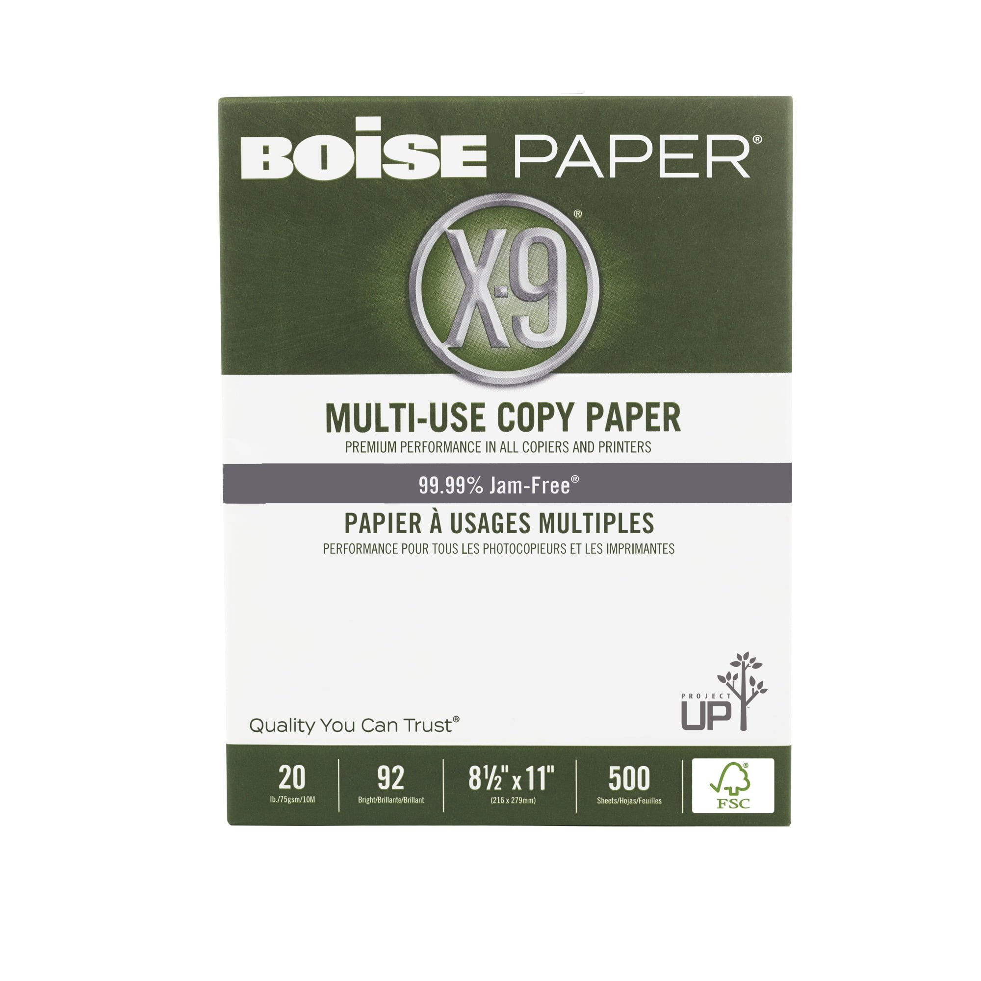 "BOISE X-9 Copy Paper, 8.5"" x 11"", 92 Bright White, 20 lb., Printer ...