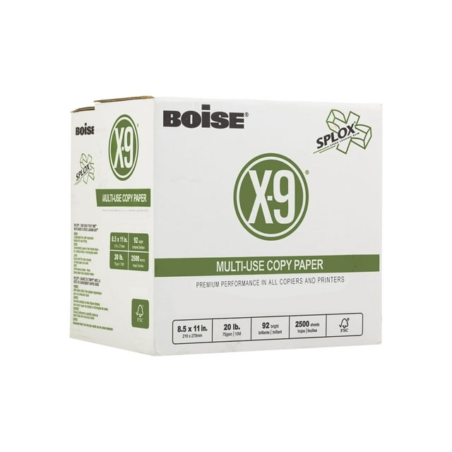 BOISE X-9 Multi-Use Copy Paper, 8.5" x 11" Letter, SPLOX Speed Loading ...