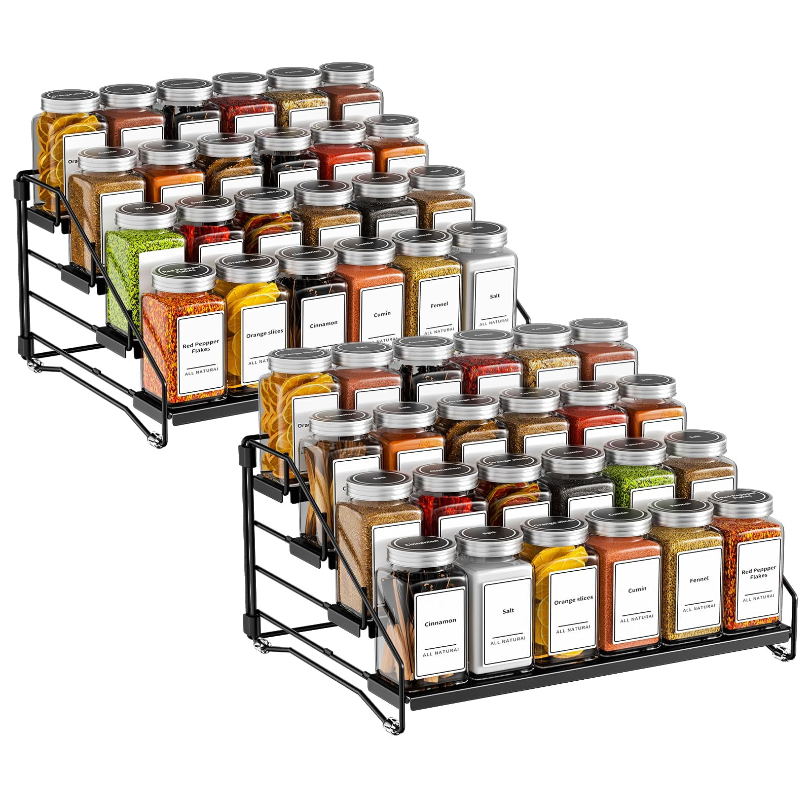BOIVSHI 4 Tier Spice Rack Organzier, Spice Rack for Cabinet, Adjustable ...