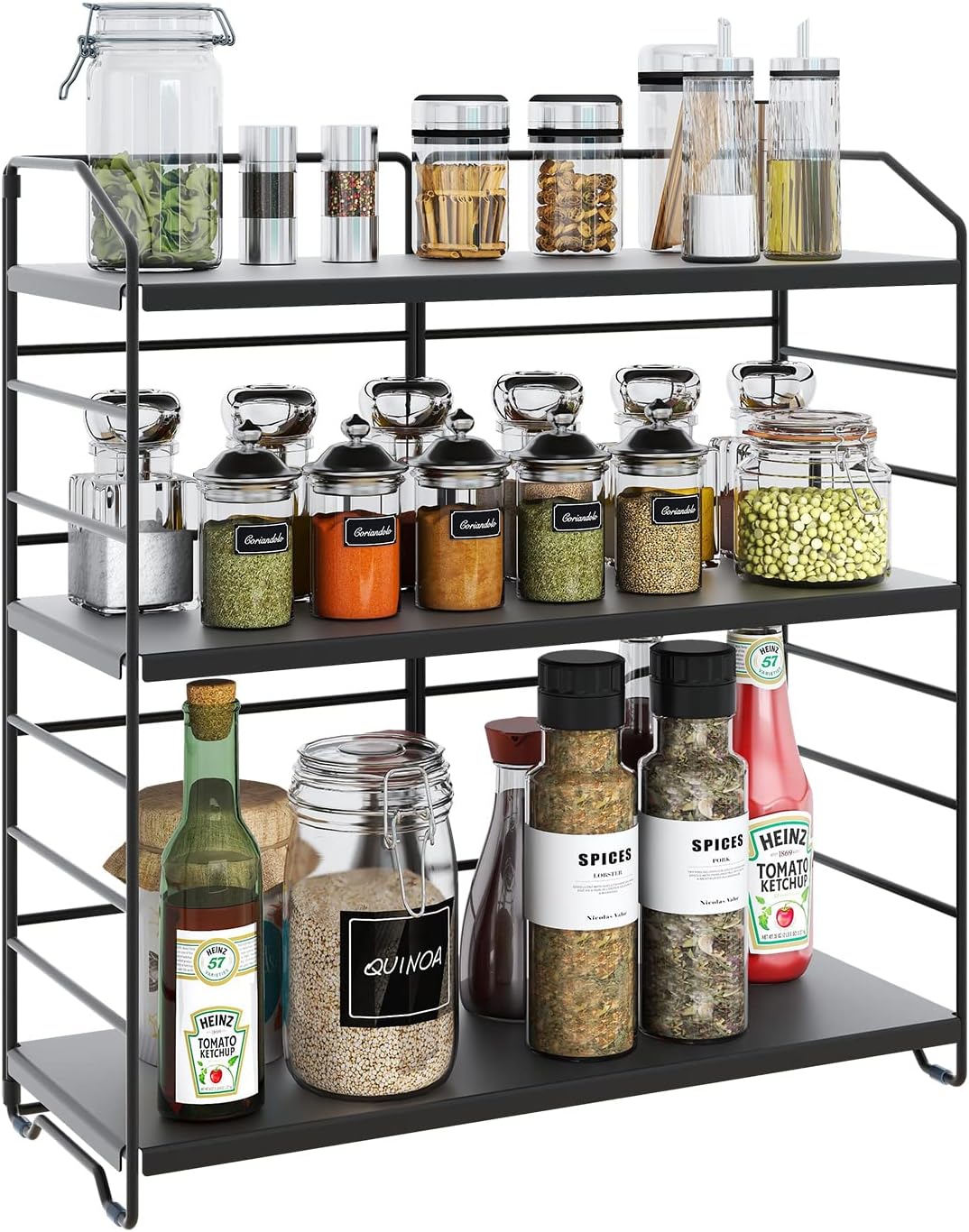 BOIVSHI Bathroom Countertop Organizer 3 Tier Adjustable Spice Rack ...
