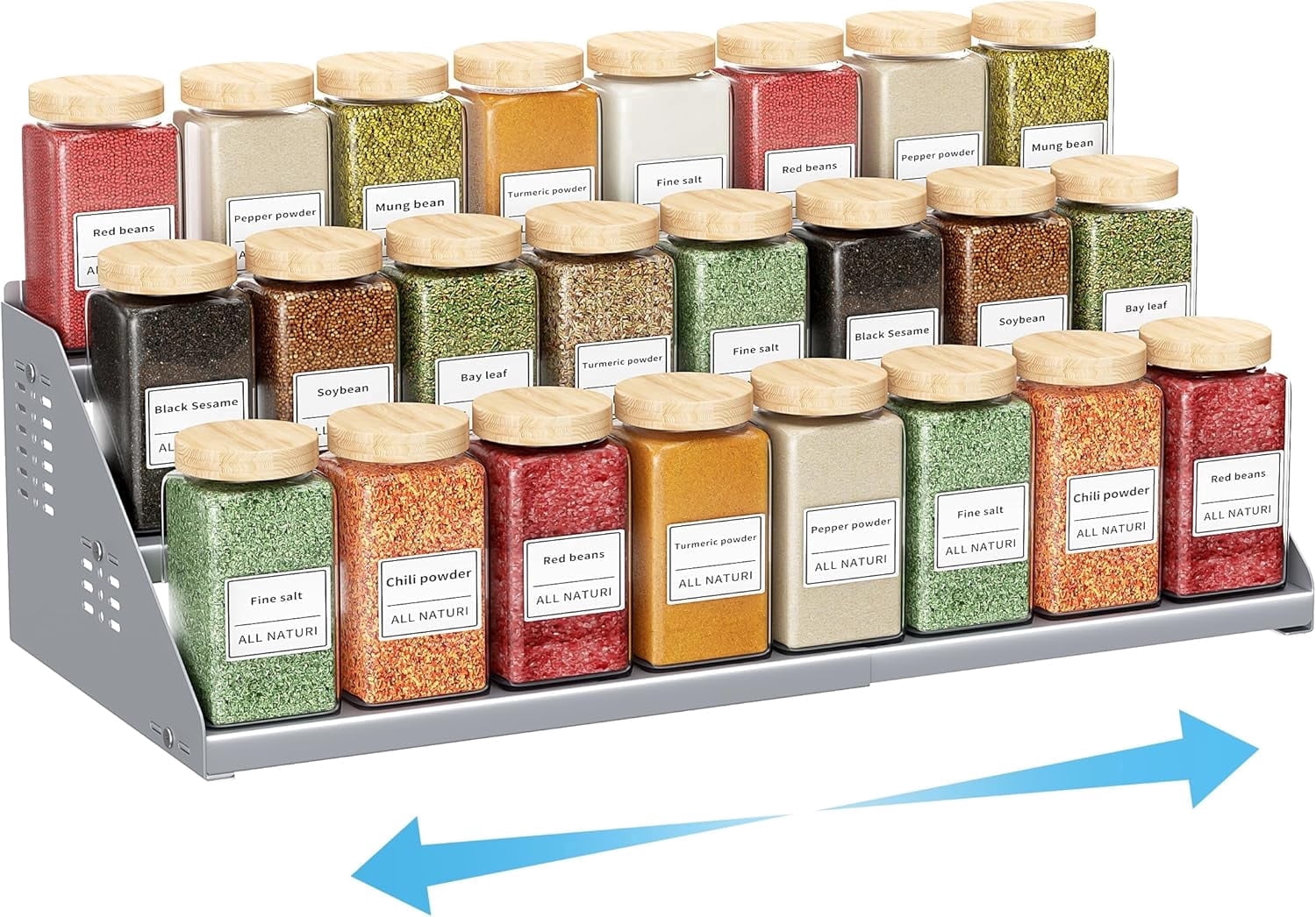 BOIVSHI Spice Rack Organizer 3-Tier Adjustable Expandable Step Shelf ...