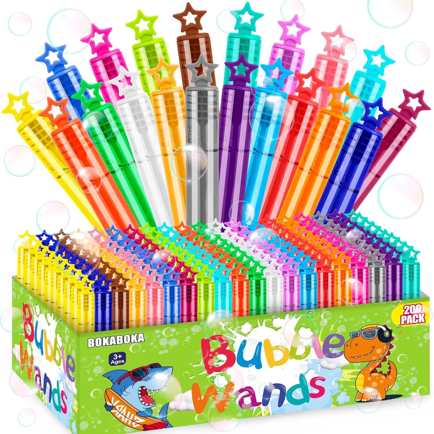 BOKABOKA 200 Pcs 20Colors Neon Mini Bubble Wands Set,Bubble Bulk Party ...