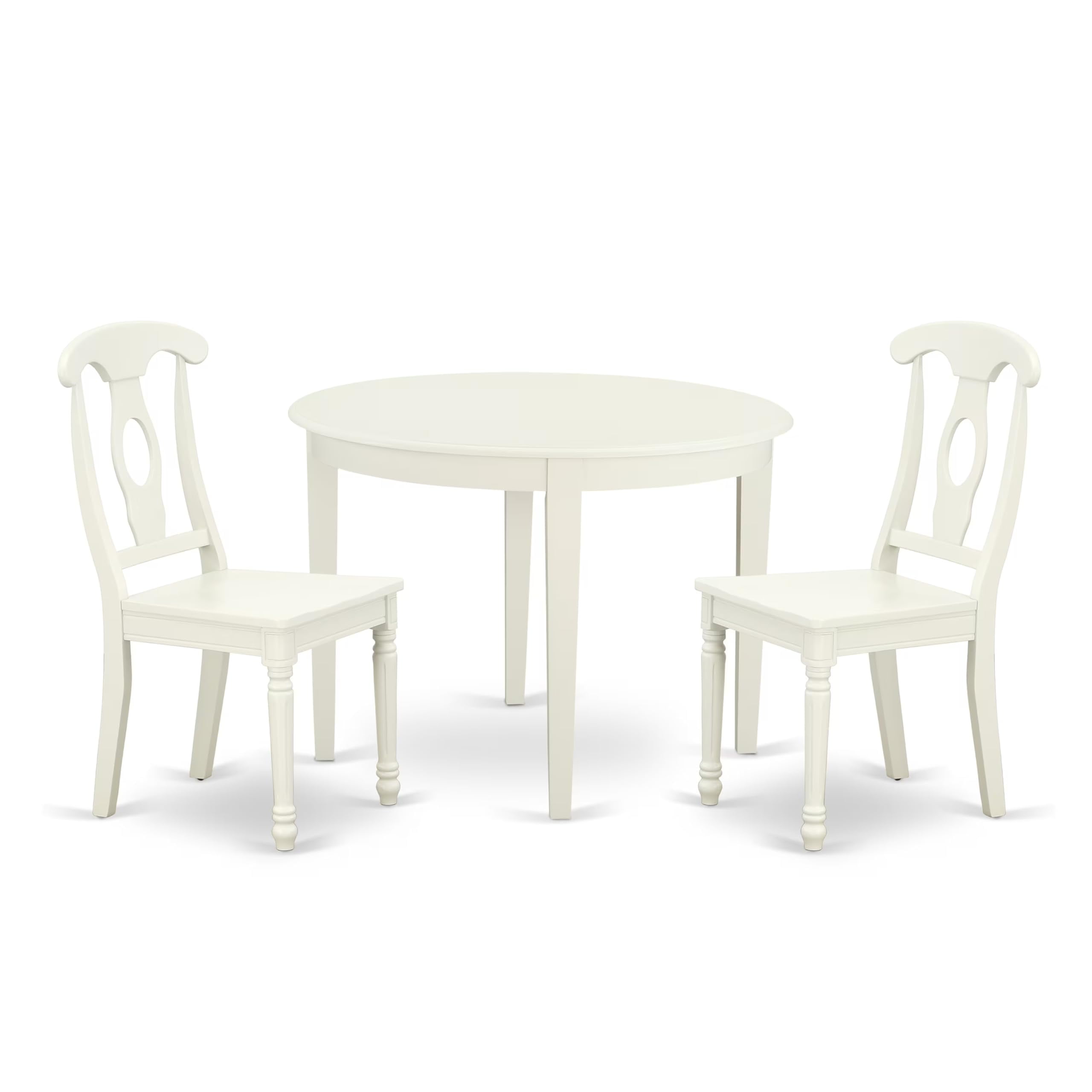 BOKE3-LWH-W 3 Piece Kitchen Table Set for Small Spaces Contains a Round Dining Room Table and 2 ...