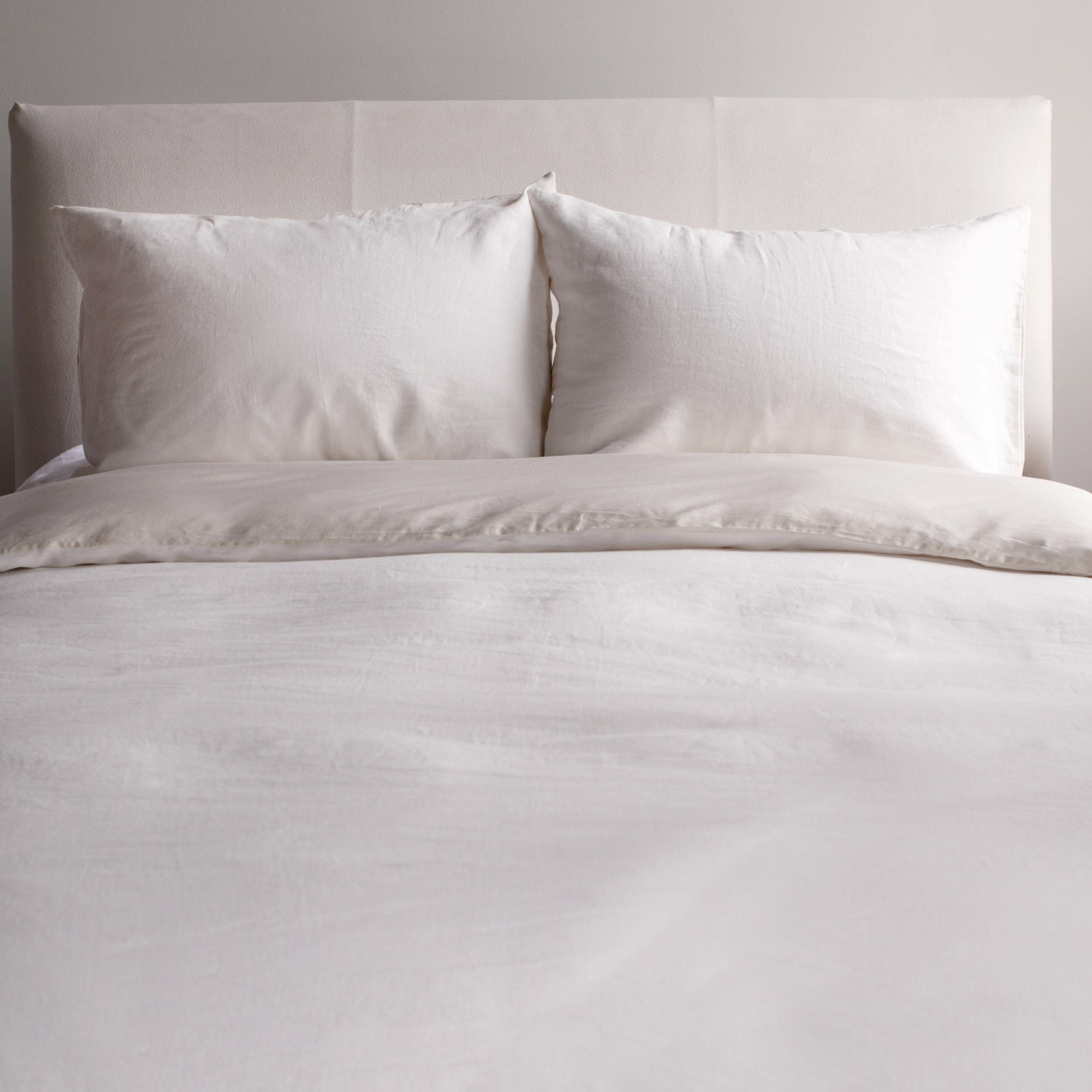 French Linen and Cotton Duvet Cover & Sham Set - Twin/Twin XL - Cream ...