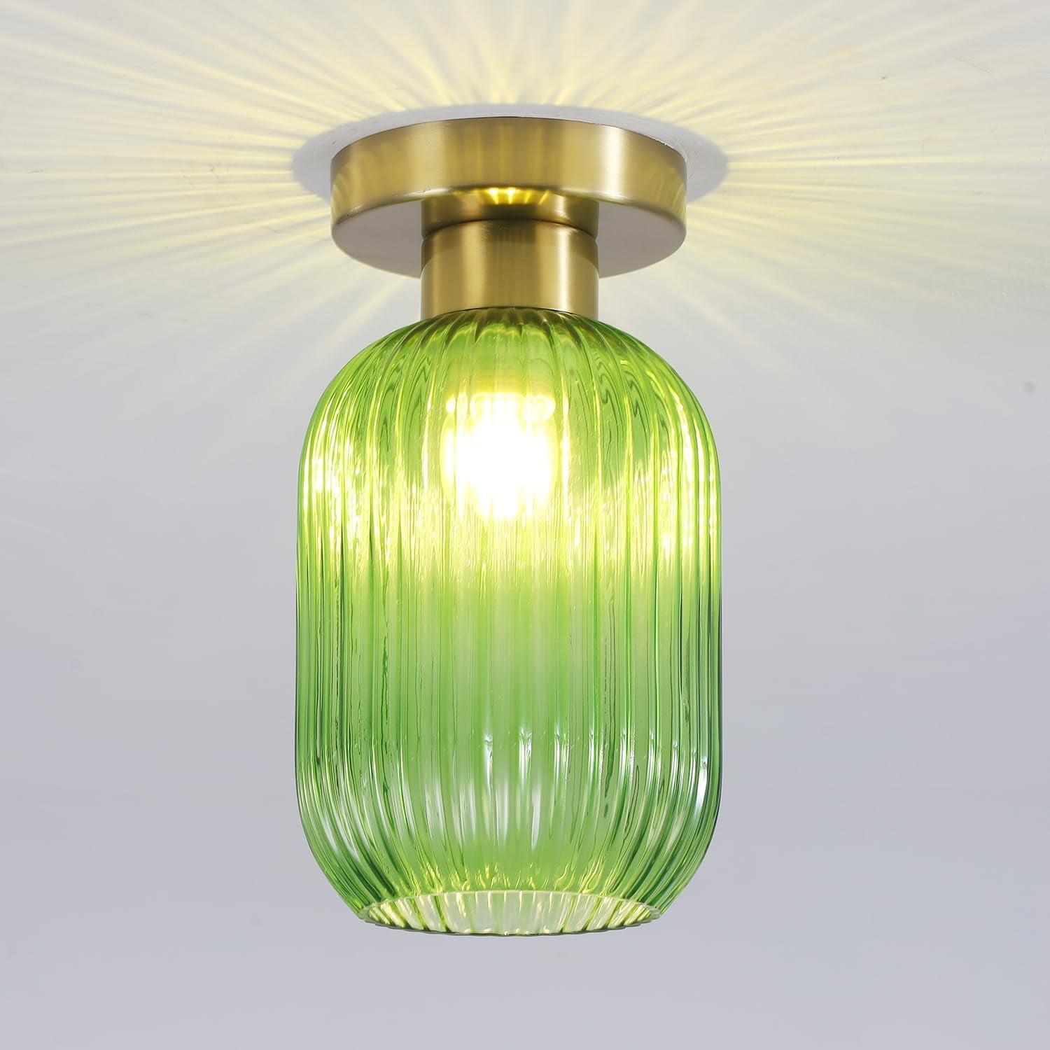 BOKT Globe Glass Ceiling Light Fixture Vintage Semi Flush Mount Ceiling ...