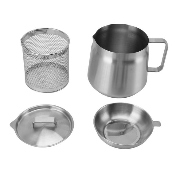 BOKYAN 1.5L 304 Stainless Steel Oil Filter Pot with Thickened Strainer ...