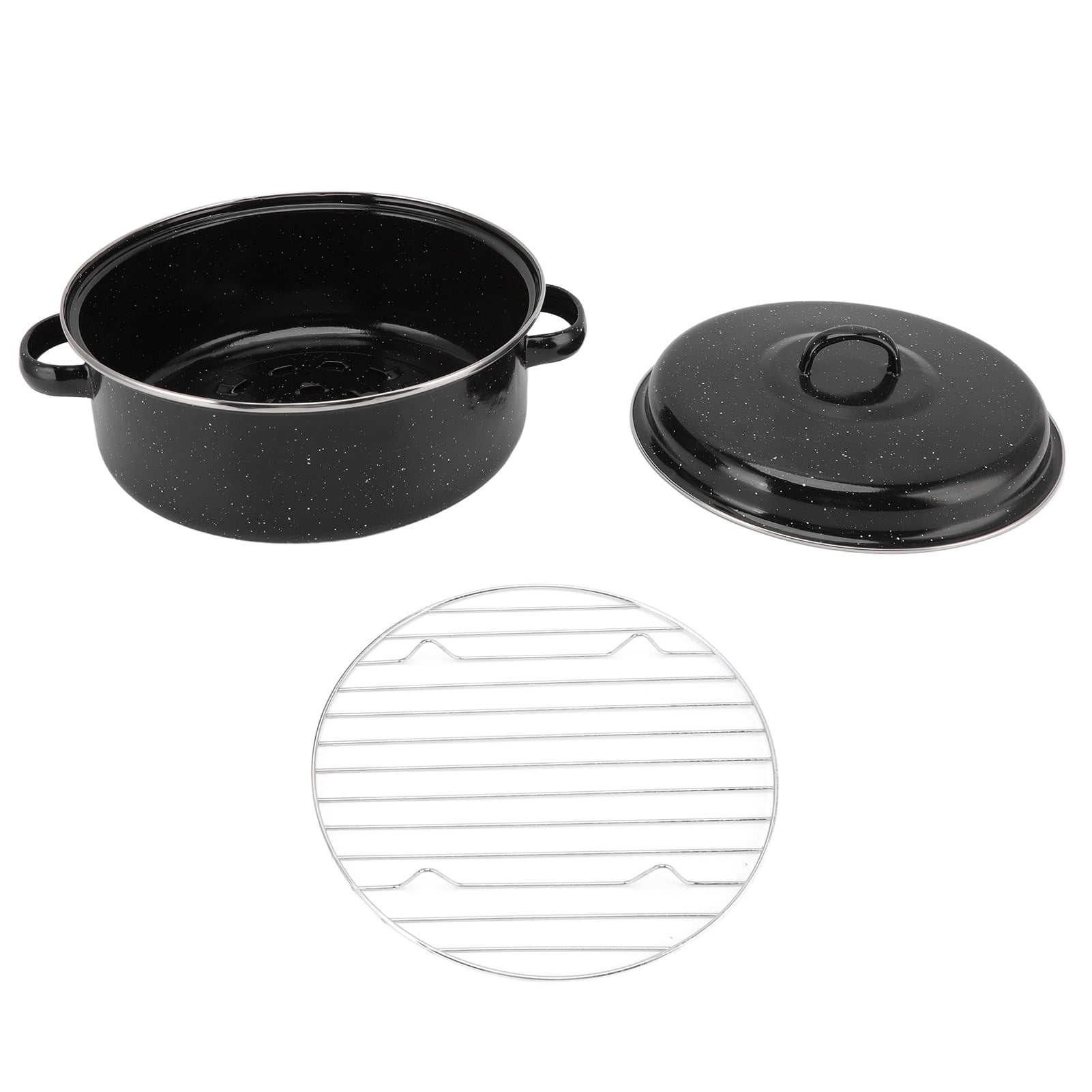 BOKYAN 10.2 Inches / 26 cm Black Speckled Finish Non Stick Roasting Pan ...