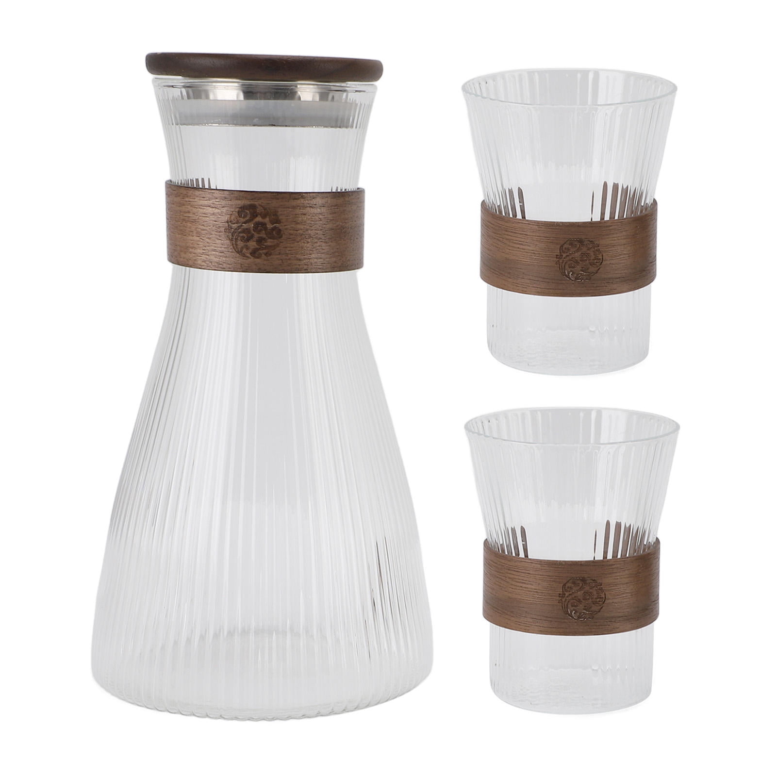 BOKYAN 1600 ml Heat‑Proof Borosilicate Bedside Carafe with Lid + 2 300 ...