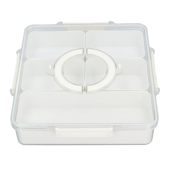 BOKYAN 5‑Compartment Clear Lid Snack & Spice Tray – Versatile Square ...
