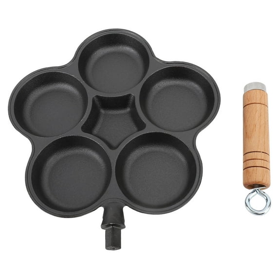 BOKYAN Cast Iron 5‑Hole Egg Frying Pan – Thick Bottom, Non‑Stick, Solid ...
