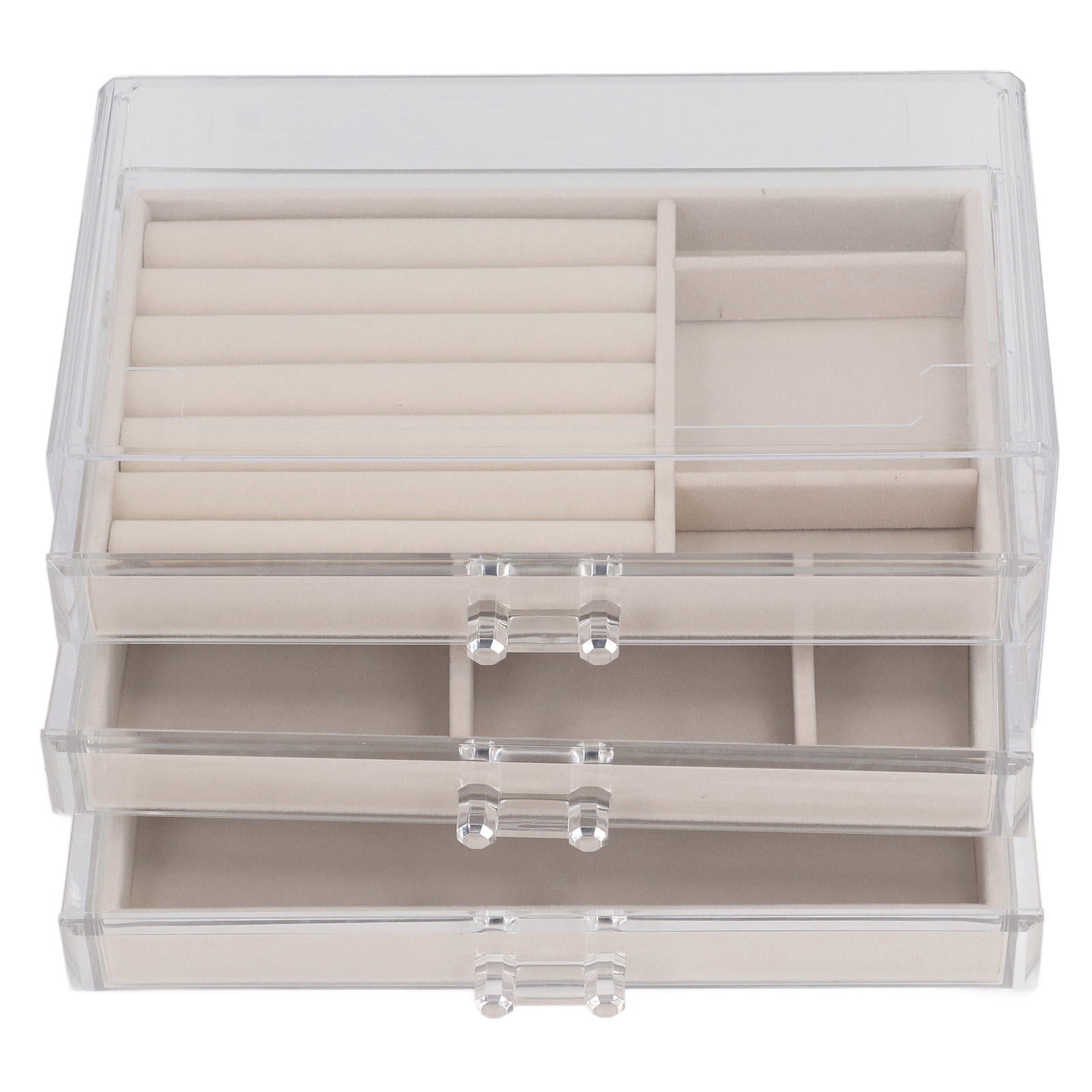 BOKYAN Clear 3‑Drawer Jewelry Organizer with Flannel Lining – Soft ...